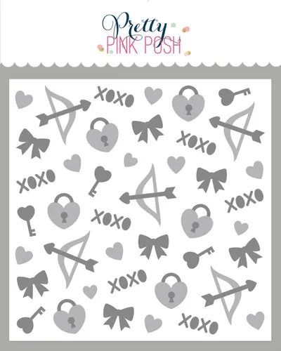 Pretty Pink Posh Layered Cupid Items Stencils 2pc