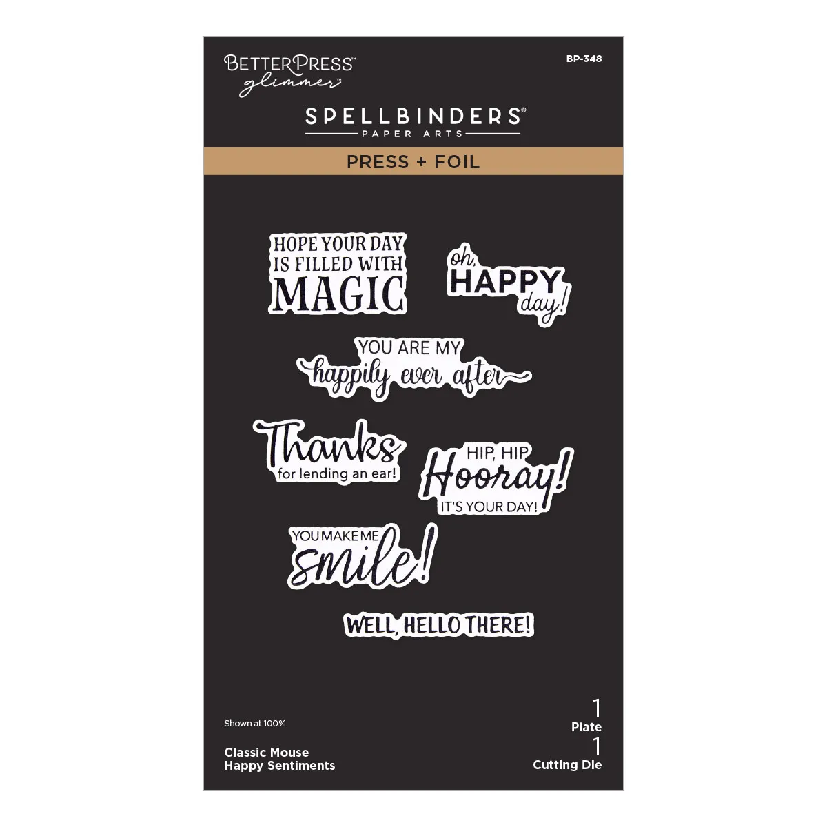 Spellbinders Classic Mouse Happy Sentiments Press + Foil Plate & Die ...